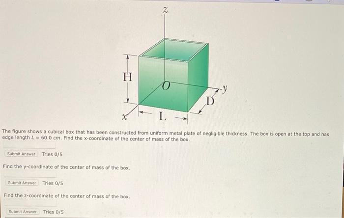 Solved The figure shows a cubical box that has been | Chegg.com
