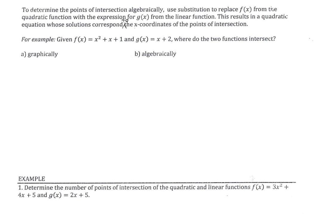 Solved To determine the points of intersection | Chegg.com