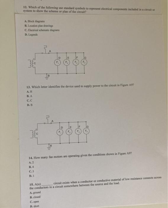 Solved 12. Which of the following use standard symbols to | Chegg.com