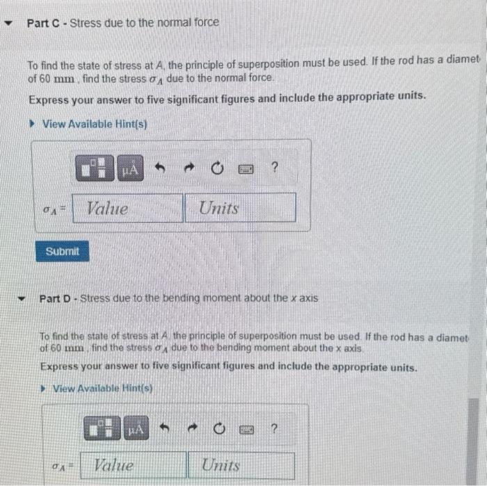 Solved Part C - Stress due to the normal force To find the | Chegg.com
