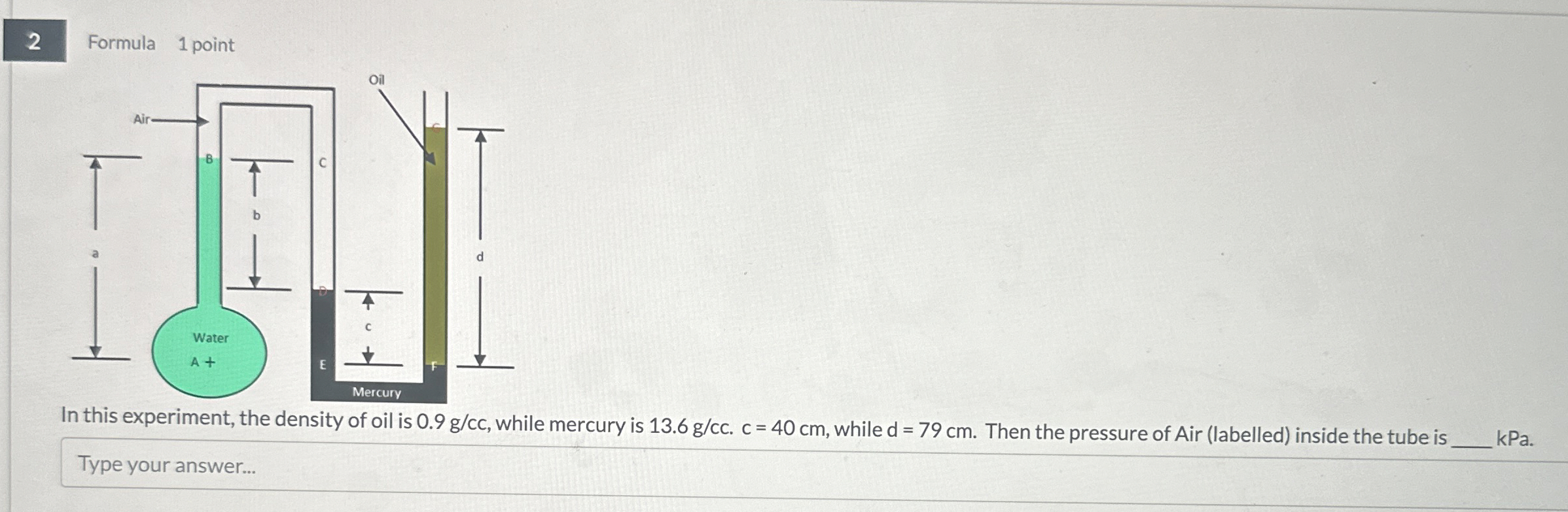 Solved 2Formula1 ﻿pointIn this experiment, the density of | Chegg.com