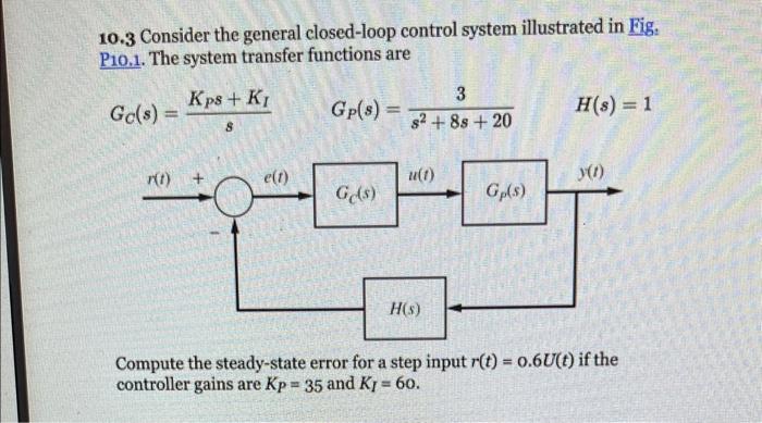 Solved 10.3 Consider the general closed-loop control system | Chegg.com
