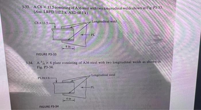 Solved 3-24 to 3-34. Determine the LRFD design utrength and | Chegg.com