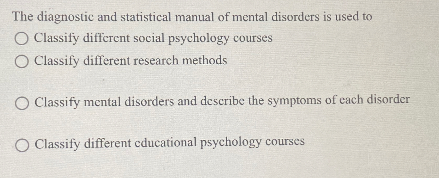 Solved The diagnostic and statistical manual of mental | Chegg.com