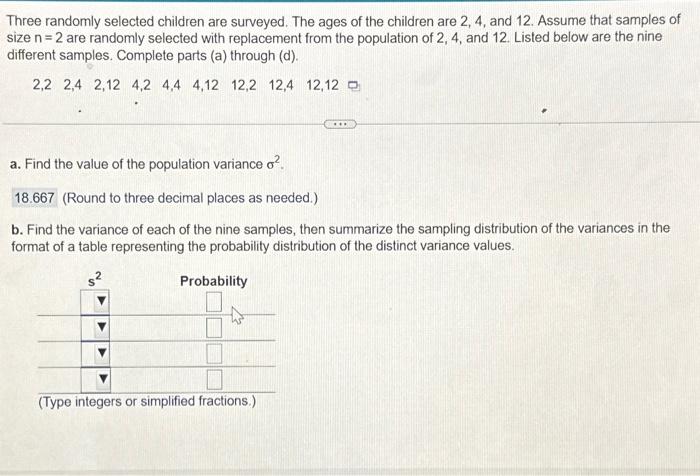 Solved Three randomly selected children are surveyed. The | Chegg.com