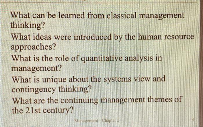 Solved What can be learned from classical management | Chegg.com