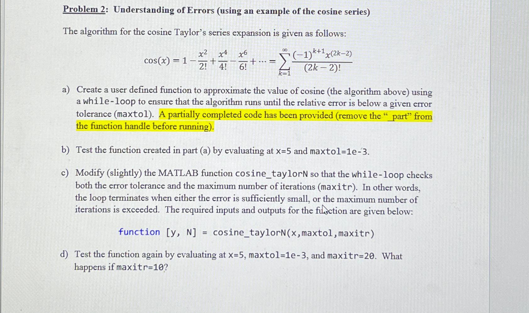 Solved Problem 2: Understanding of Errors (using an example | Chegg.com