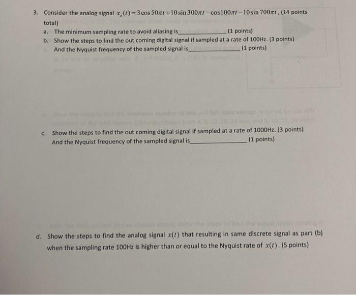 Solved 3. Consider the analog signal | Chegg.com