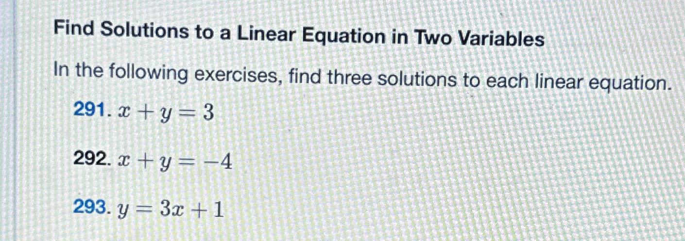 Solved Find Solutions to a Linear Equation in Two | Chegg.com