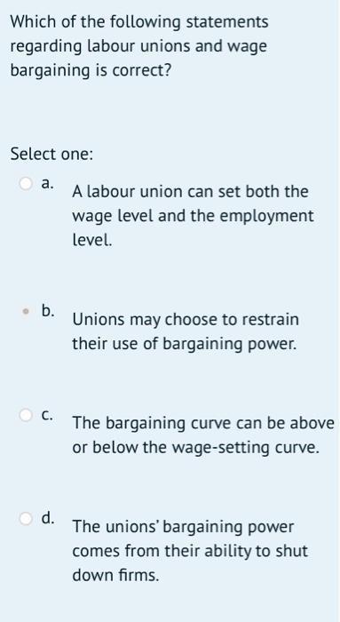 Solved Which of the following statements regarding labour | Chegg.com