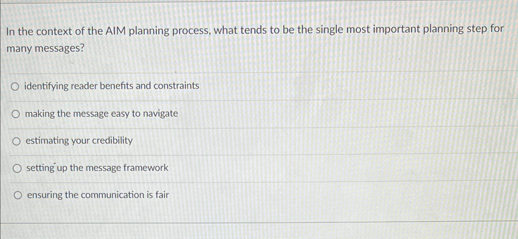 Solved In the context of the AIM planning process, what | Chegg.com