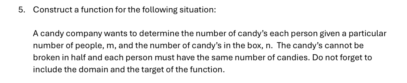Solved Construct a function for the following situation:A | Chegg.com