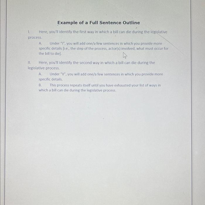 Example of a Full Sentence Outline I. Here, you'll | Chegg.com