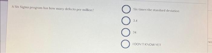 Solved A Six Sigma program has how many defects per million? | Chegg.com