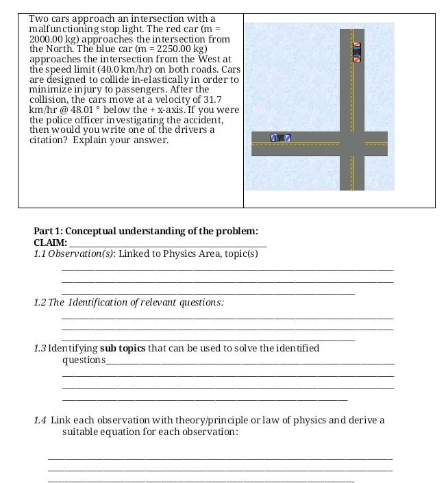 Solved Two cars approach an intersection with a | Chegg.com
