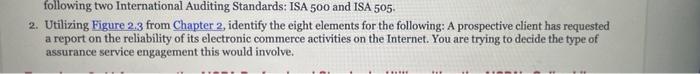 following two International Auditing Standards: ISA | Chegg.com