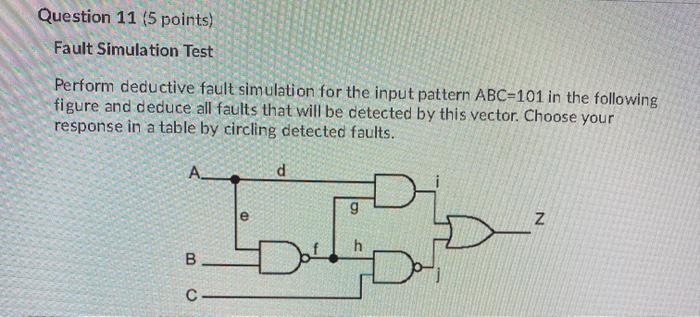 Solved Question 11 (5 points) Fault Simulation Test Perform | Chegg.com