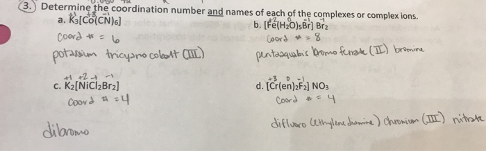 Solved 3. Determine the coordination number and names of | Chegg.com