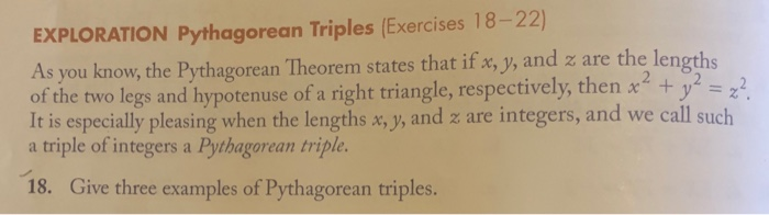 Solved EXPLORATION Pythagorean Triples (Exercises 18-22) As | Chegg.com