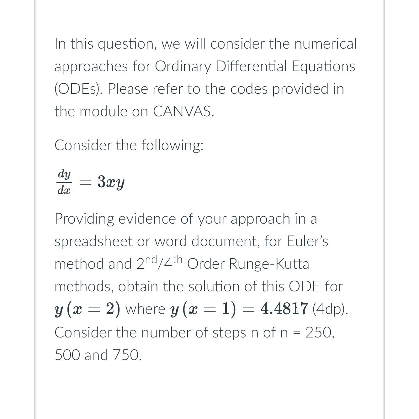 Solved In this question, we will consider the numerical | Chegg.com