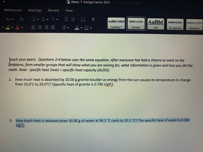 Solved Week 7 Assignments S20 S T References Mailings Review | Chegg.com