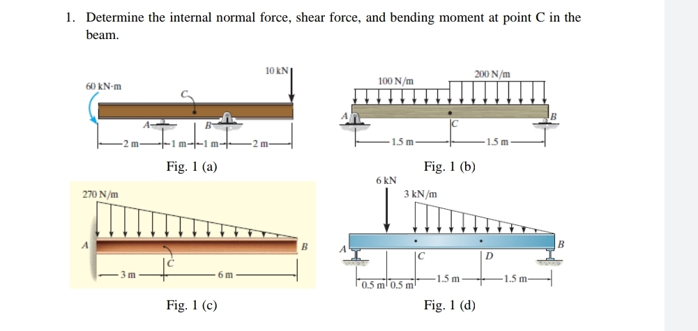 Solved Determine the internal normal force, shear force, and | Chegg.com