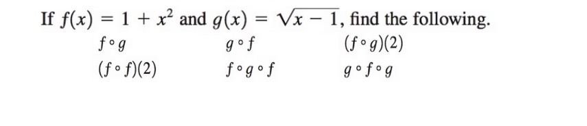 Solved If f(x)=1+x2 ﻿and g(x)=x-12, ﻿find the | Chegg.com