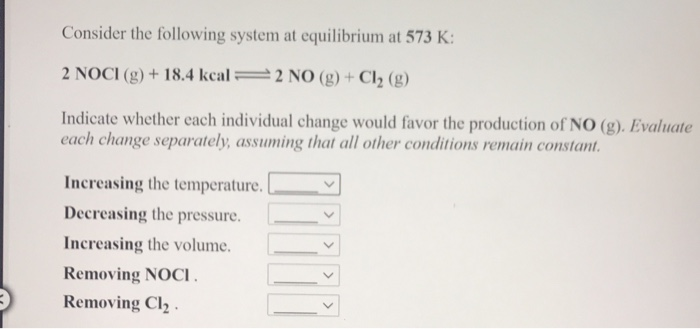 Solved Consider the following system at equilibrium at 573 | Chegg.com