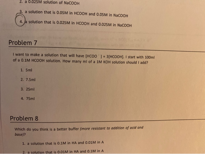 Solved 2. a 0.025M solution of NaCOOH 3. a solution that is | Chegg.com