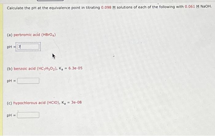 Solved Calculate the pH at the equivalence point in | Chegg.com