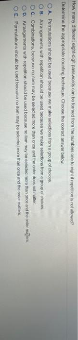 Solved How many different eight-digit passwords can be | Chegg.com