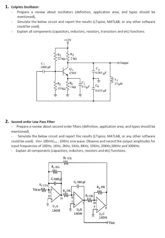 Solved 1. Colpitts Oscillator: Prepare a review about | Chegg.com