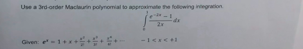 Solved Use a 3rd-order Maclaurin polynomial to approximate | Chegg.com