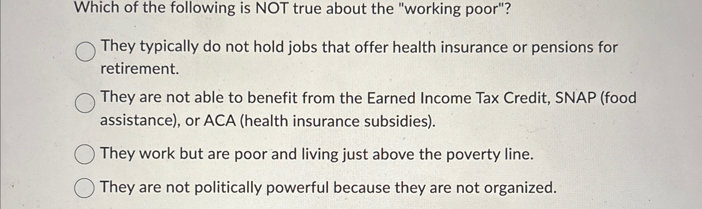 Solved Which of the following is NOT true about the "working | Chegg.com