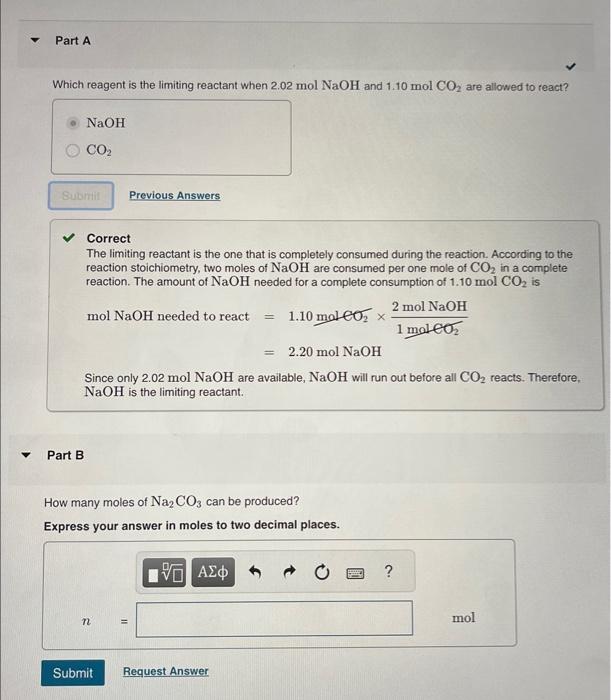 Solved Sodium hydroxide reacts with carbon dioxide as | Chegg.com