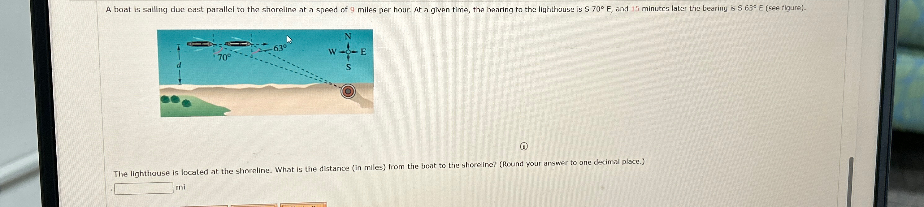 Solved A boat is sailing due east parallel to the shoreline | Chegg.com