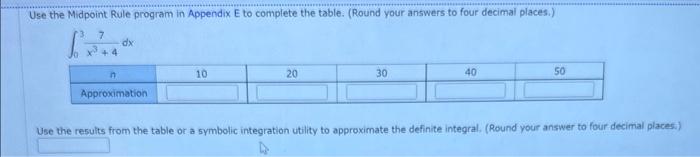 Solved Use the Midpoint Rule program in Appendix E to | Chegg.com