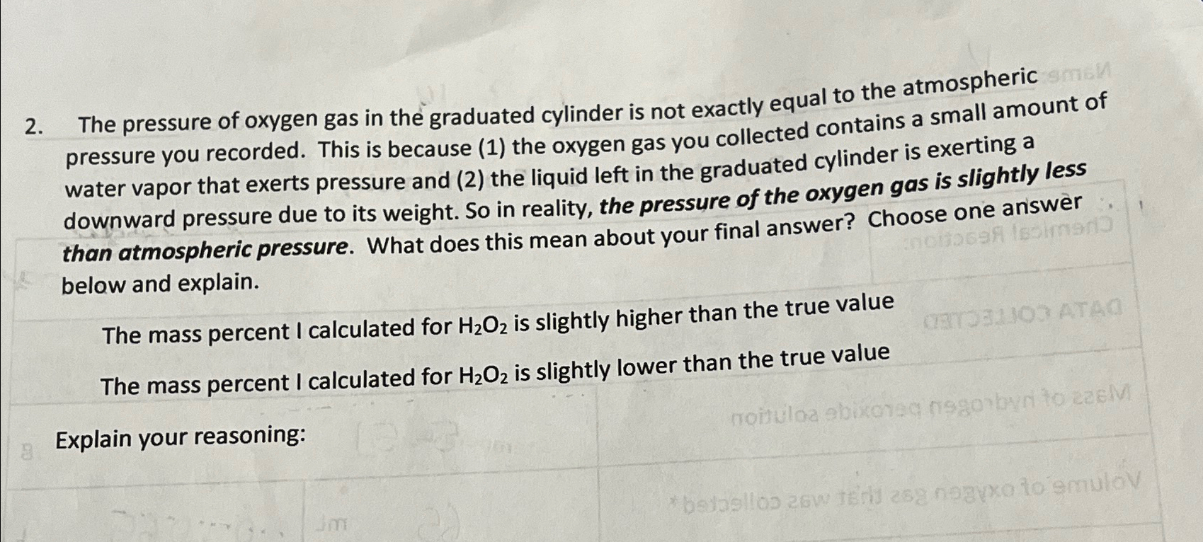 Solved The pressure of oxygen gas in the graduated cylinder | Chegg.com