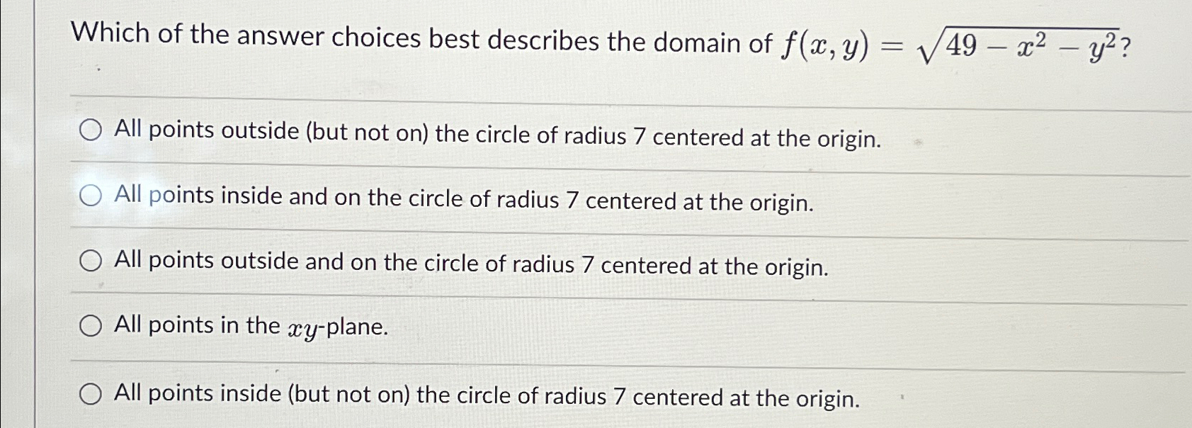 Solved Which of the answer choices best describes the domain | Chegg.com