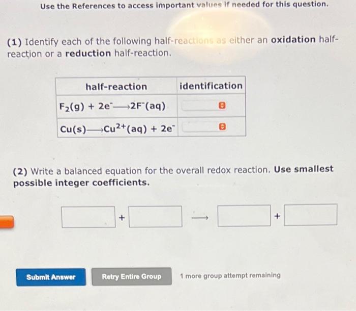 Solved (1) Identify each of the following half-reactions as | Chegg.com