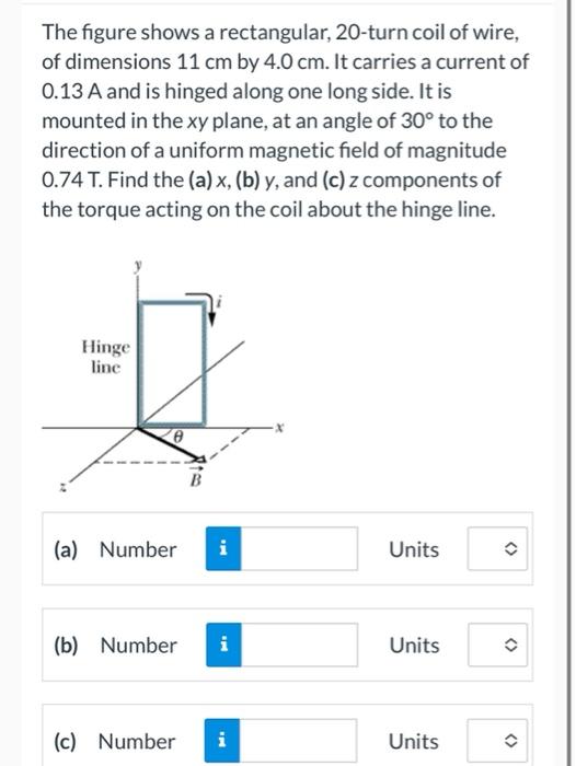 Solved The figure shows a rectangular, 20-turn coil of wire, | Chegg.com