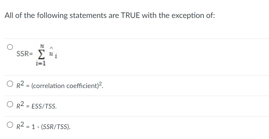 Solved All of the following statements are TRUE with the | Chegg.com