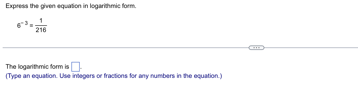 Solved Express the given equation in logarithmic | Chegg.com