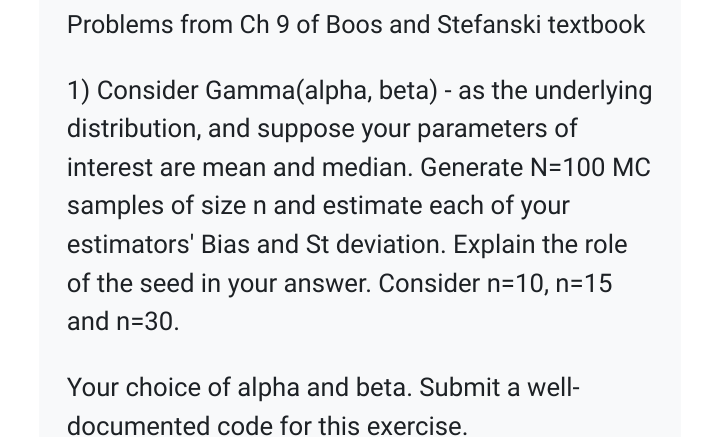 Solved Problems from Ch 9 of Boos and Stefanski textbook 1) | Chegg.com