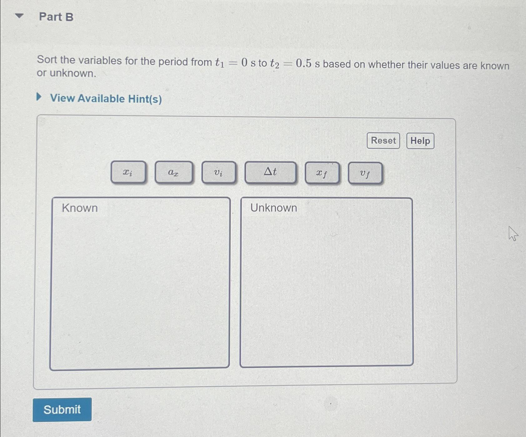 Solved Part BSort the variables for the period from t1=0s | Chegg.com