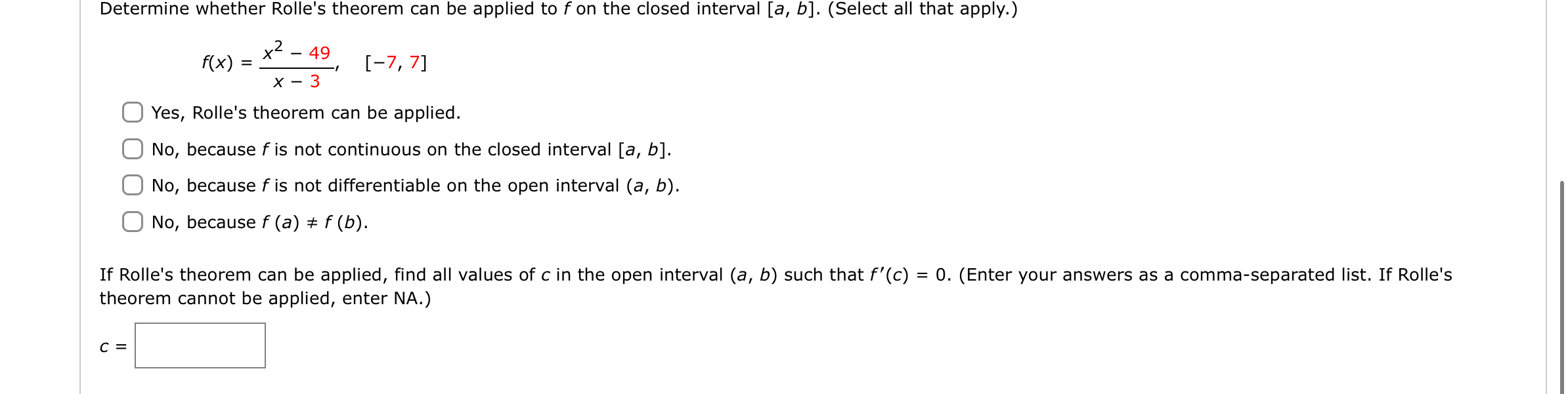 Solved Determine whether Rolle's theorem can be applied to f | Chegg.com