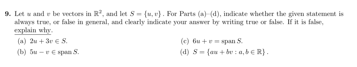Solved Let u and v be vectors in R2, and let S={u,v}. | Chegg.com Solved Let u and v be vectors in R2, and let S={u,v}. | Chegg.com