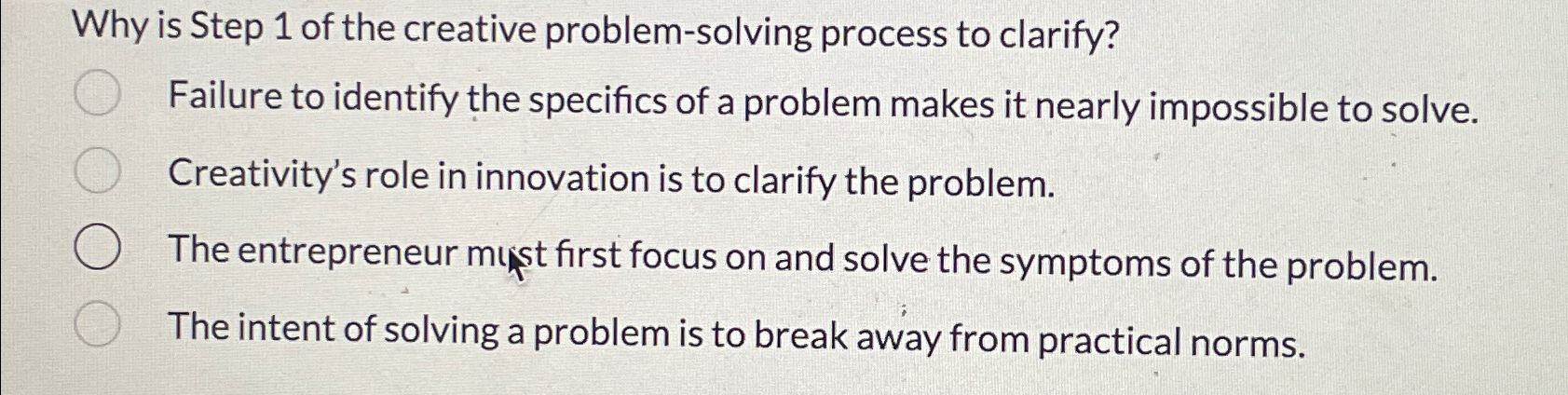 Solved Why is Step 1 ﻿of the creative problem-solving | Chegg.com