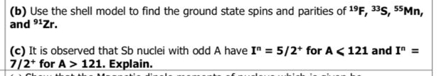 (b) ﻿Use the shell model to find the ground state | Chegg.com