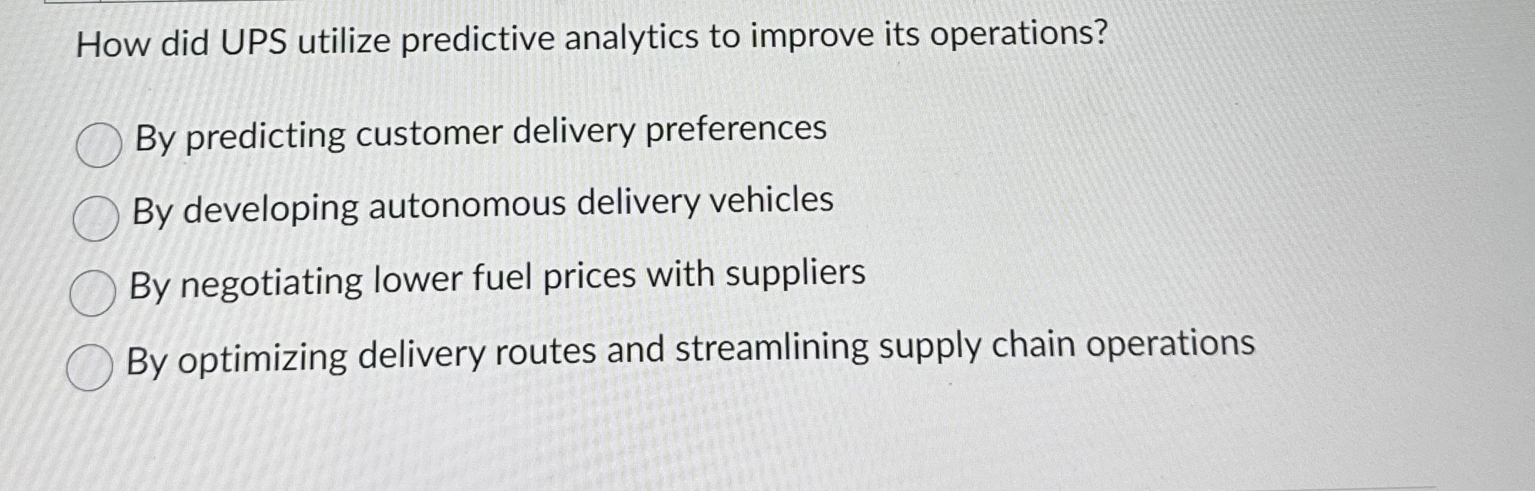 Solved How did UPS utilize predictive analytics to improve | Chegg.com